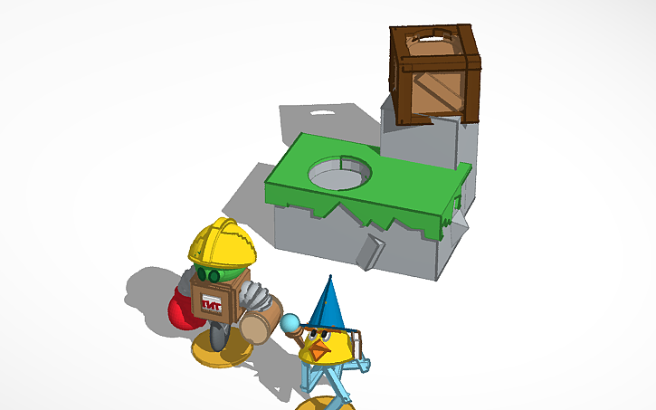 3D design wizardry Chuck and pork-bot 3000 figurines - Tinkercad