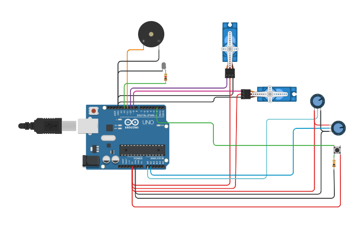 Circuit design Laser Turret with Joystick Control | Tinkercad