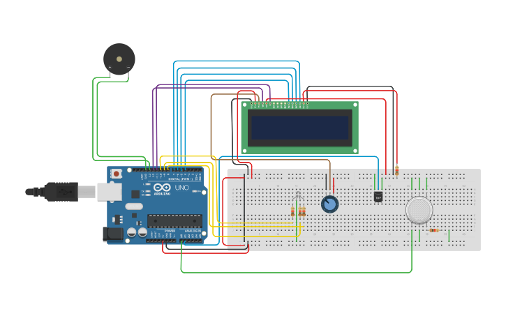 Circuit design fire alarm system - Tinkercad