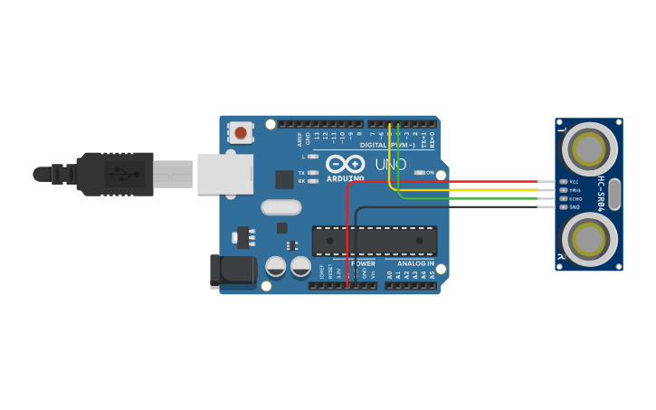 Circuit design Distance sensor - Tinkercad