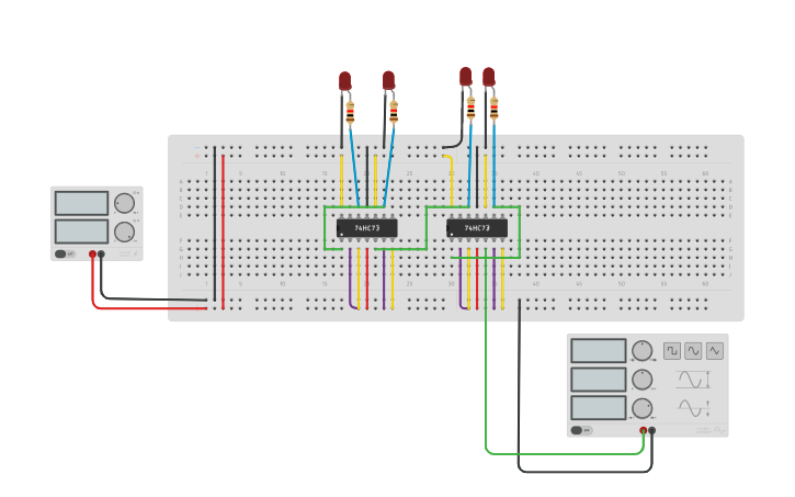 Circuit design asynchronous up counter - Tinkercad