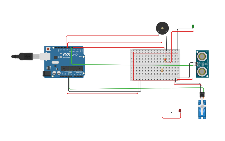 Circuit design Railroad Crossing - Tinkercad