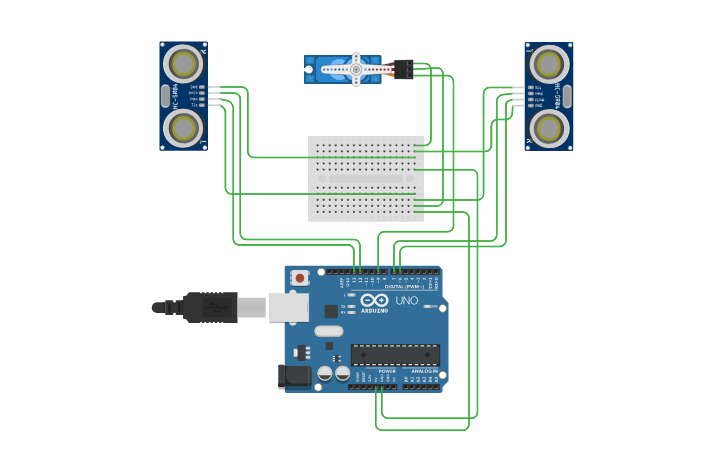 Circuit design 10. hafta 2022 iki ultrasonic sensör ve servo motor ...