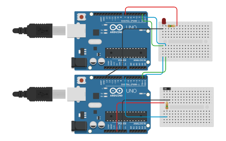 Circuit design démo liaison série | Tinkercad