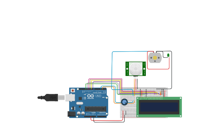 Circuit design AUTOMATIC HAND SANITIZER - Tinkercad