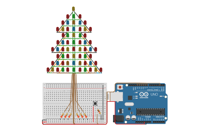 Circuit design Christmas Tree - Tinkercad