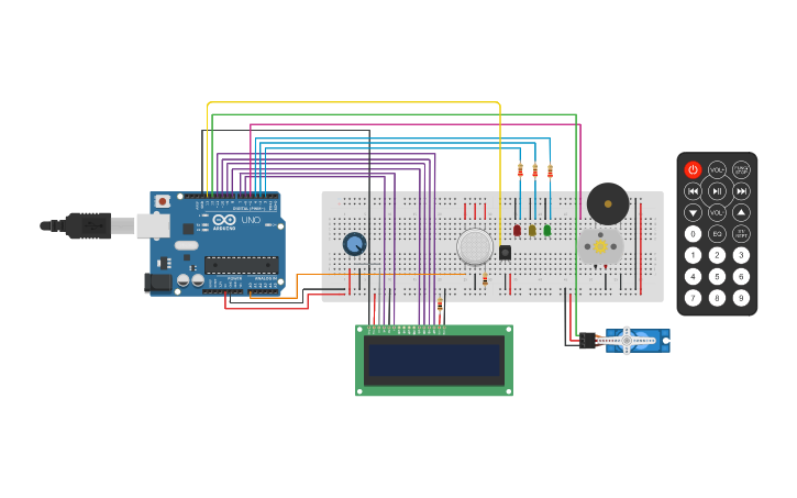 Circuit design Gas Warning System - Tinkercad