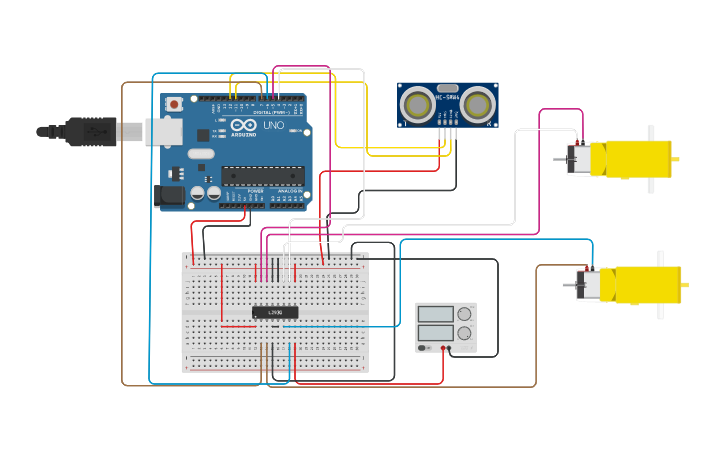 Circuit Design Obstacle Avoidance Robot Tinkercad