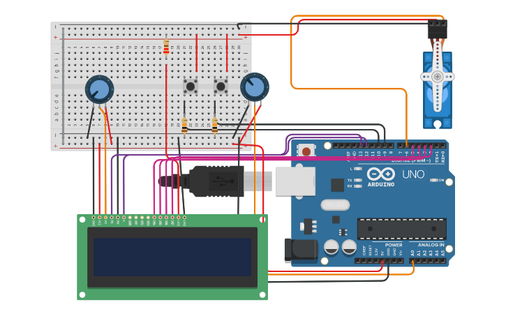 Circuit design Control de servomotor | Tinkercad Circuit design Control de servomotor | Tinkercad