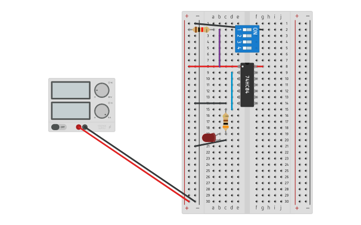 Circuit design NOT Gate: OFF Mode | Tinkercad