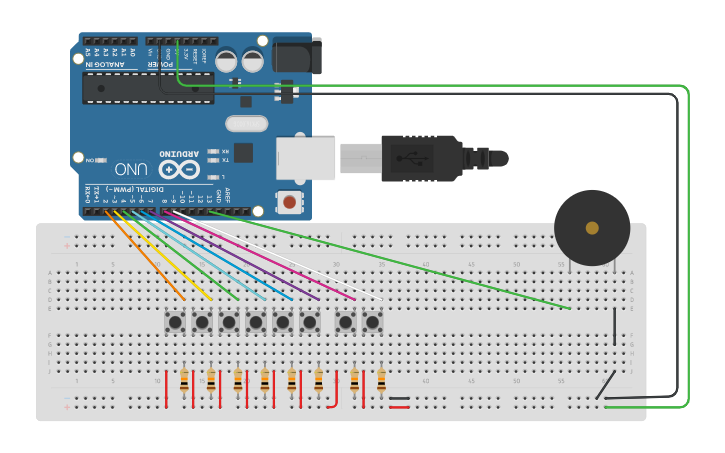 Circuit design piano - Tinkercad