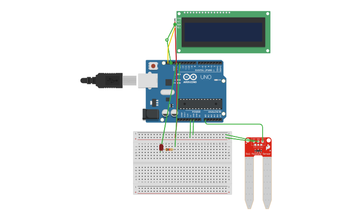 Circuit design Sensor d'humitat de sol - Tinkercad
