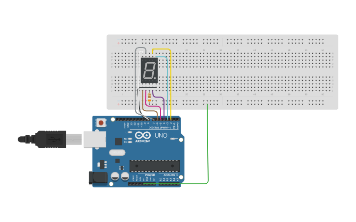 Circuit design 7세그먼트 - Tinkercad