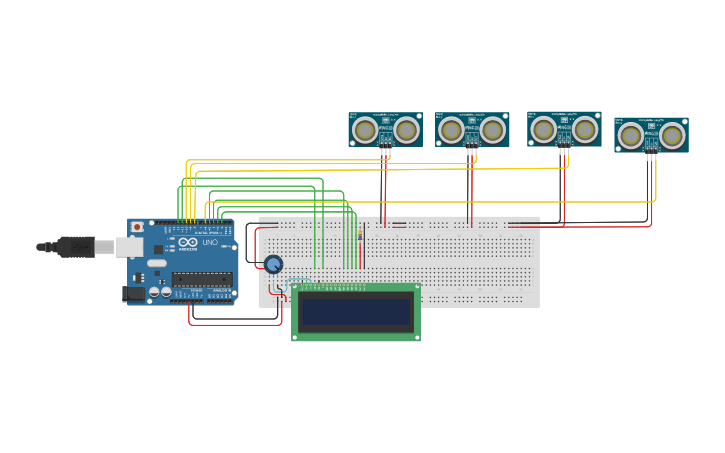 Circuit design final Smart Parking System | Tinkercad Circuit design final Smart Parking System | Tinkercad