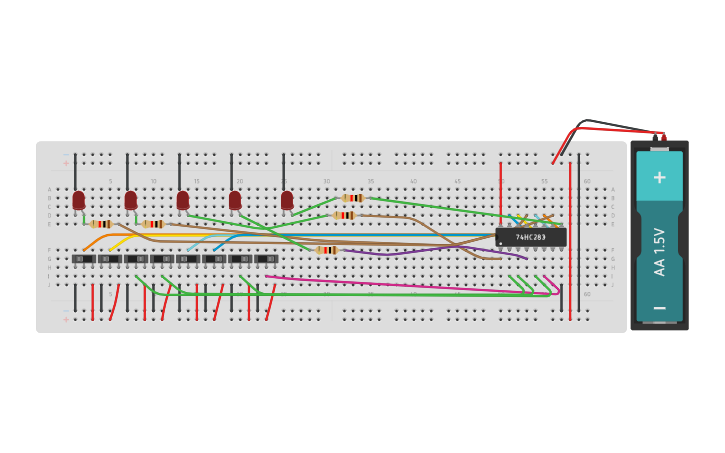 Circuit design 4 bit adder/subtractor - Tinkercad
