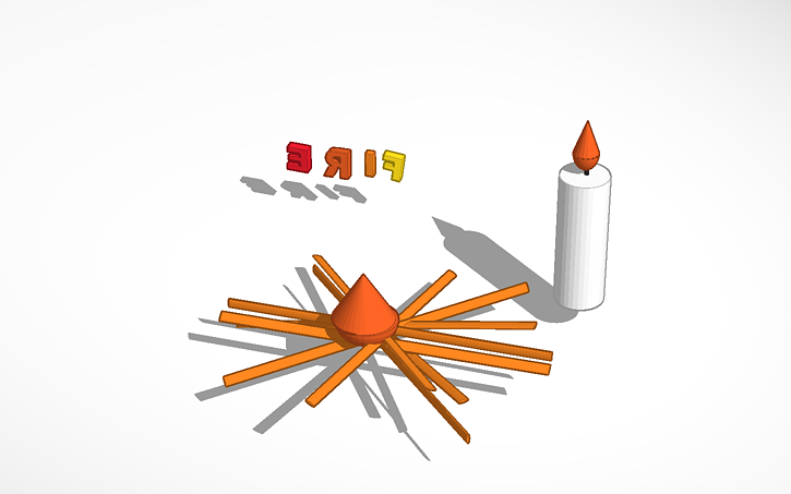 3D design Fire( Camp fire and candle) | Tinkercad