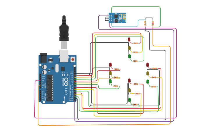 Circuit Design Copy Of Traffic Light Controlling System Tinkercad