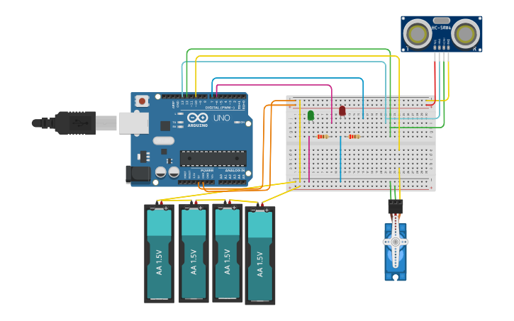 Circuit design Ультразвуковой радар - Tinkercad
