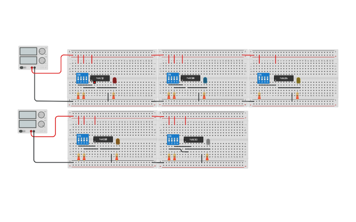 Circuit design Circuitos digitales simples AND-OR-NOT-NAND-NOR | Tinkercad