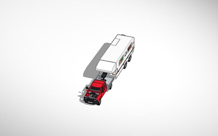 3D design 2005 Ford F350 with a beautiful camper - Tinkercad