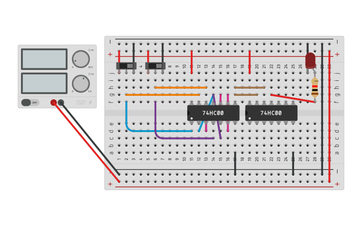 Circuit design XNOR using only NAND gate - Tinkercad