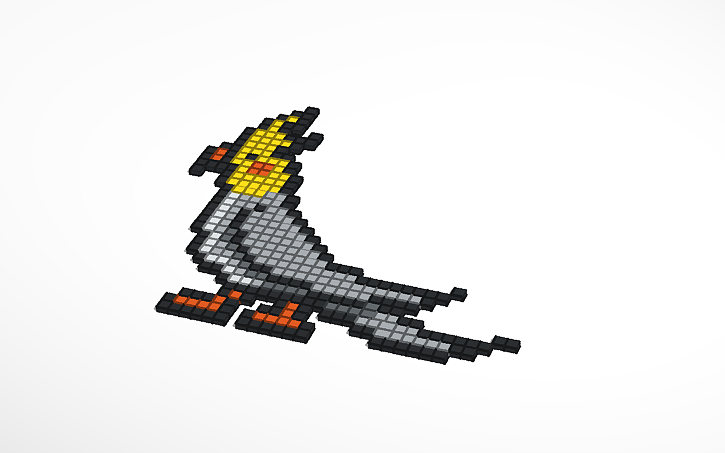 3D design Cockatiel Pixel Art - Tinkercad