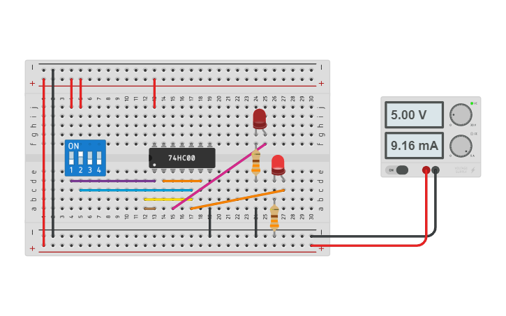 Circuit design Flip flop RS - Tinkercad