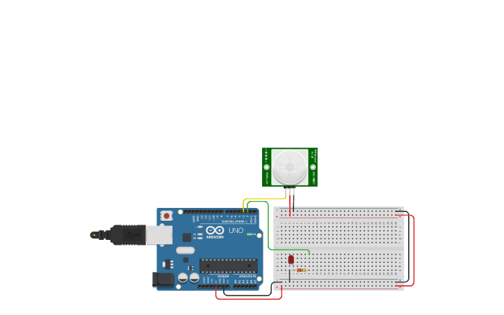 Circuit design PIR SENSOR | Tinkercad