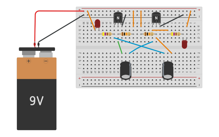 Circuit design Led Oscilador con Transistor NPN BC547 - Tinkercad
