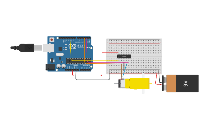 Circuit design Motor DC - Tinkercad