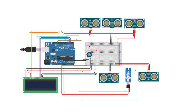 Circuit design Car Park system - Tinkercad