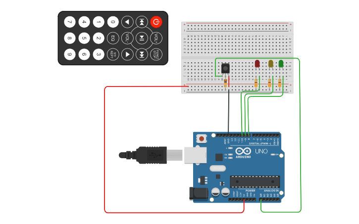 Circuit design Remote Control - Tinkercad