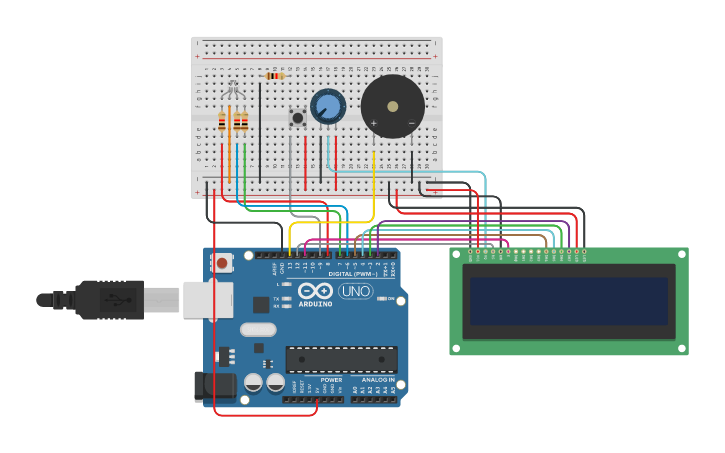Circuit design Reaction Timer Game - Tinkercad