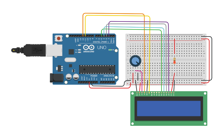 Circuit design JA_10_01 LCD 문자열 | Tinkercad
