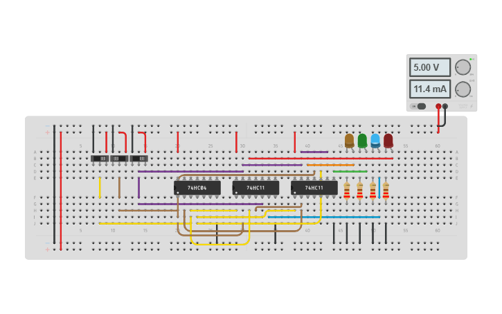 Circuit design 1-to-4-demux - Tinkercad