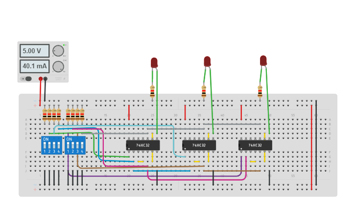 Circuit design Octal to Binary Encoder - Tinkercad