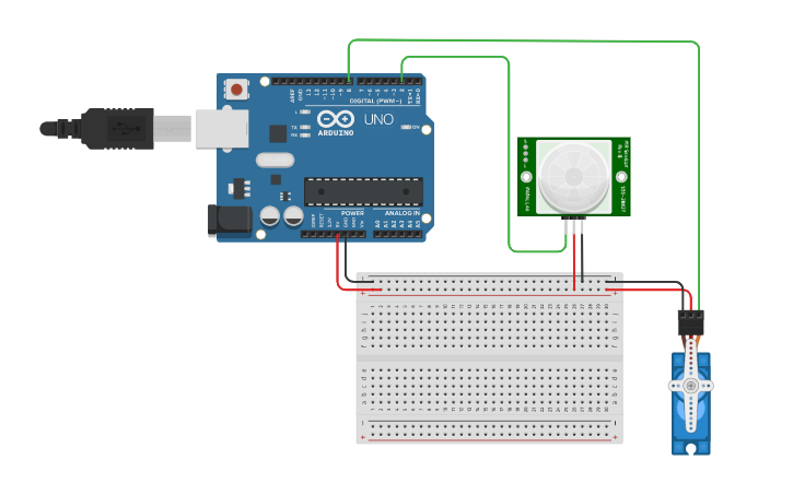Circuit design Motion sensor - Tinkercad