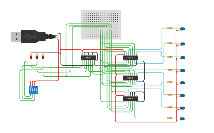 Circuit design Decoder 3 x 8 - Tinkercad