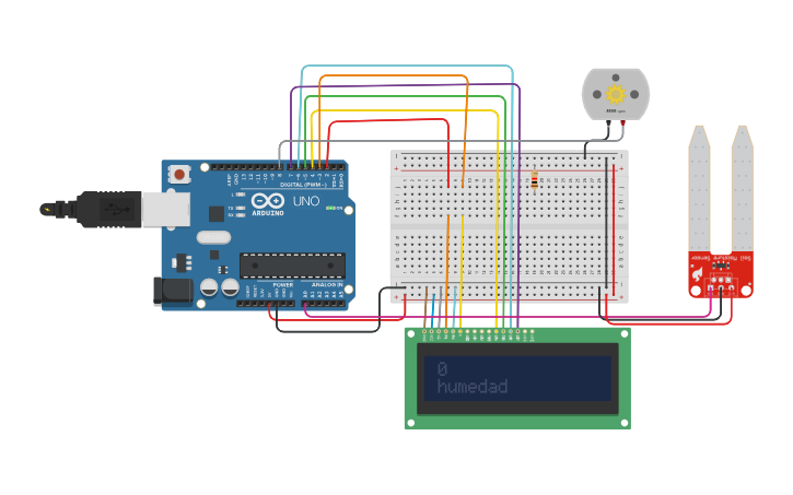 Circuit design Automatic Irrigation System - Tinkercad