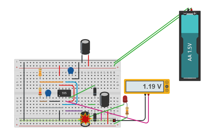 Circuit design boost converter using 555 timer ic - Tinkercad