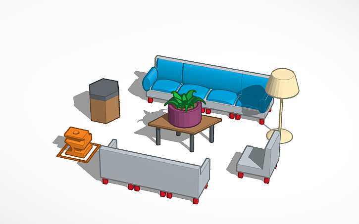 3D design Living room using shapes library (scaling locked sorry ...