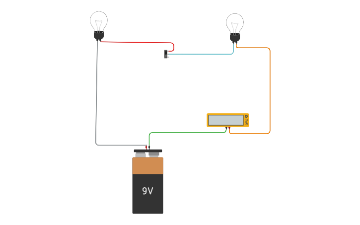 Circuit design Hugo_Pozo_Bombillas en serie con amperímetro | Tinkercad