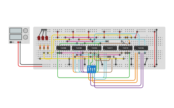 Circuit design 2 Bit Comparator - Tinkercad