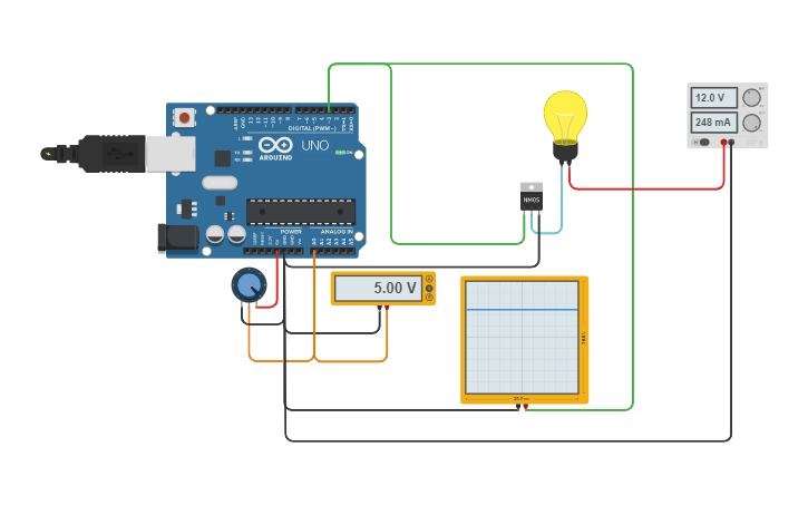 Circuit design Controle de Lâmpada por PWM Arduino - Tinkercad