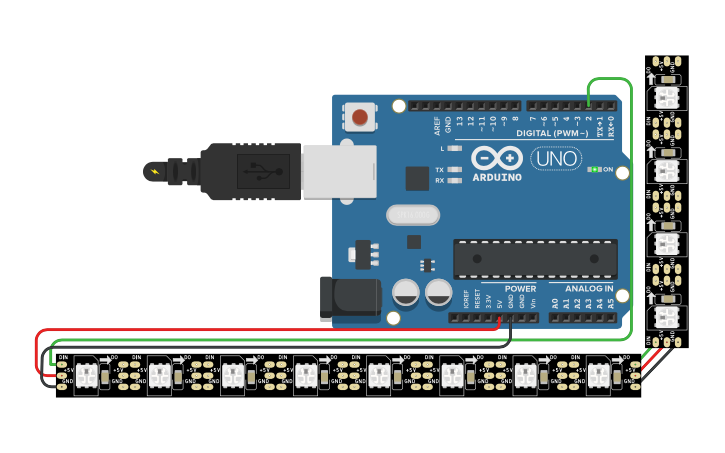 Circuit design LED strips EDS basic - Tinkercad