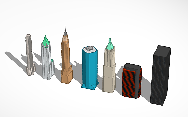 3D design Lower Manhattan Skyscrapers - Tinkercad