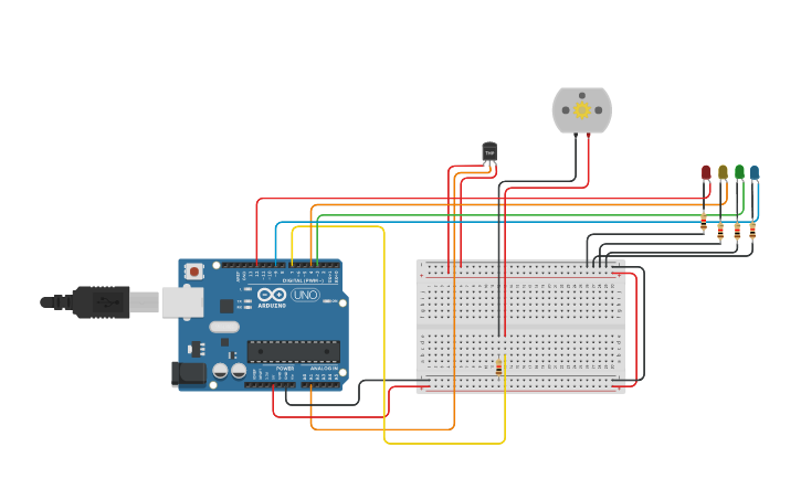Circuit design Kipas Angin Otomatis - Tinkercad