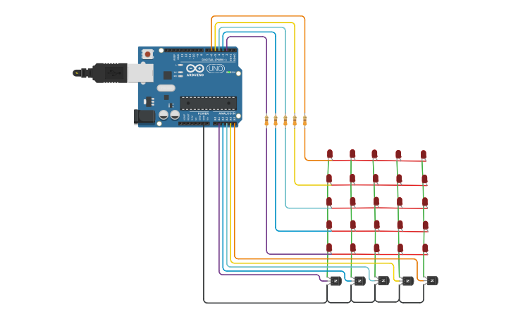 Circuit design led matrix 5x5 - Tinkercad
