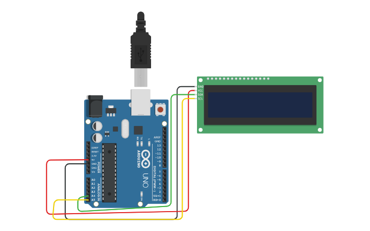 Circuit design Display LCD i2c - Tinkercad