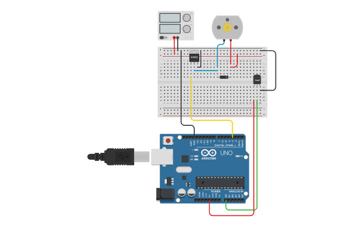 Circuit design Fan control using a TMP36 | Tinkercad